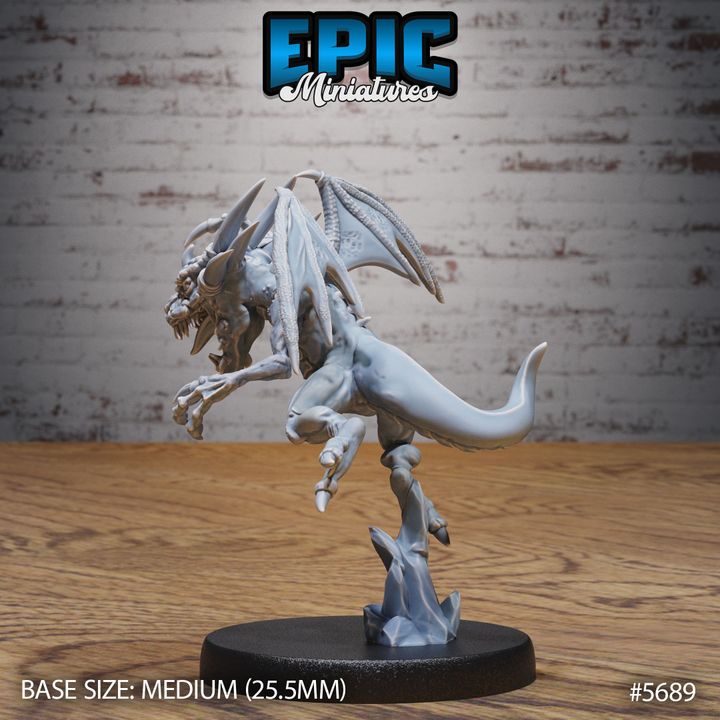 3D Printable Abyss Drake / Dragon Demonic Creature / Flying Dragonborn Demon / Evil Beast ...